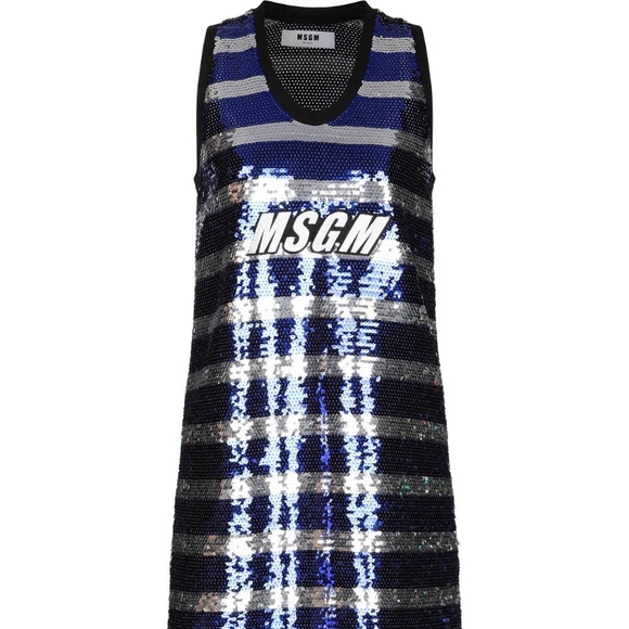 MSGM | Dresses | Msgm Milano Sequin Blue Silver Dress | Poshmark